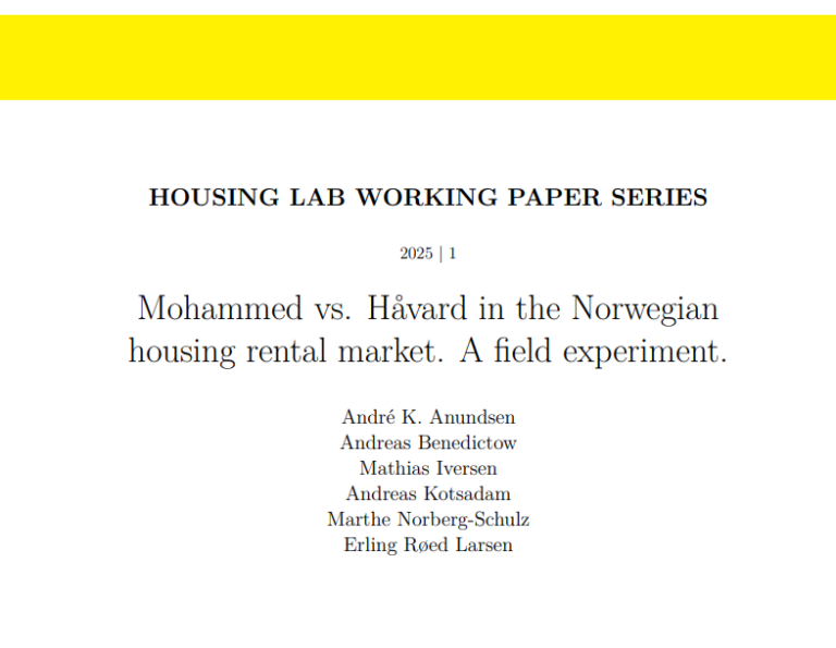 New Housing Lab Working Paper – Housing Lab